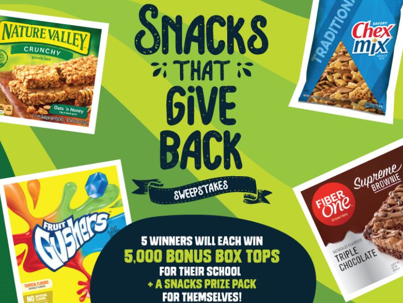 Box Tops for Education Snacks that Give Back Sweepstakes