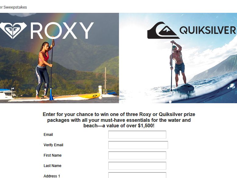 Roxy Quiksilver Sweepstakes